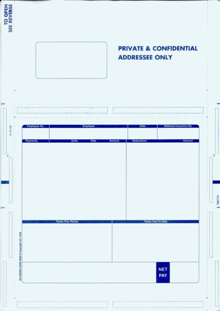 SAGE PRESSURE SEAL PAYSLIP - SE99 - Z-FOLD