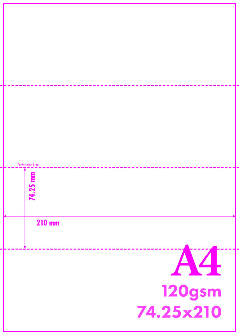 120GSM Micro Perforated A4 Paper - 4 sheets x 1/4 A4 size