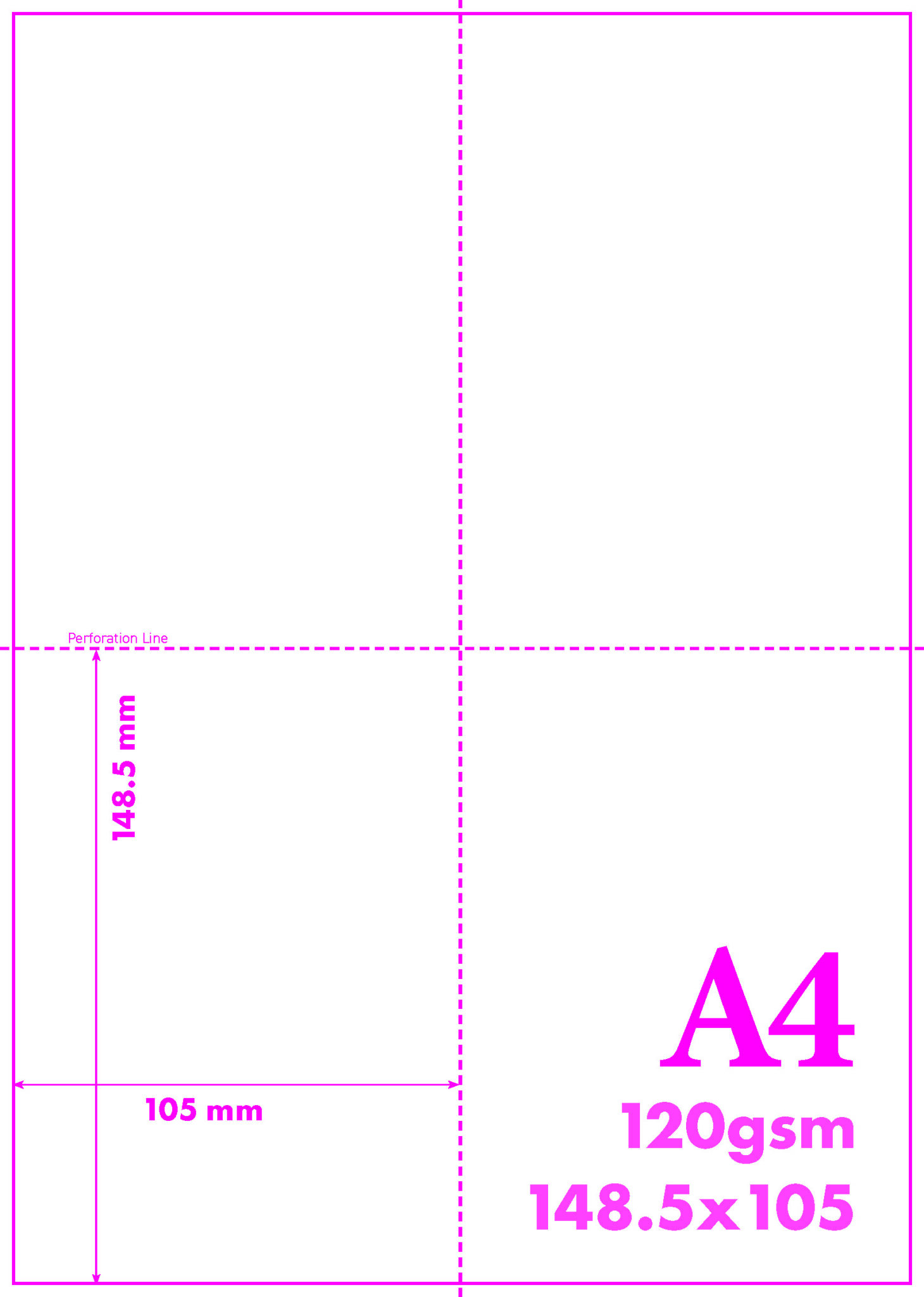 120GSM Micro Perforated A4 Paper - 4 sheets x 1/4 A4 size