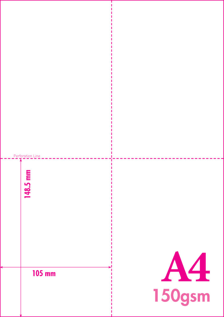 150GSM MICRO PERFORATED A4 CARD - 4 x A6 SHEETS - VARIOUS STYLES
