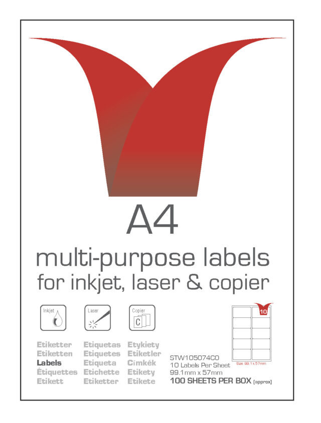 Multi-purpose A4 White self-adhesive sheet labels
