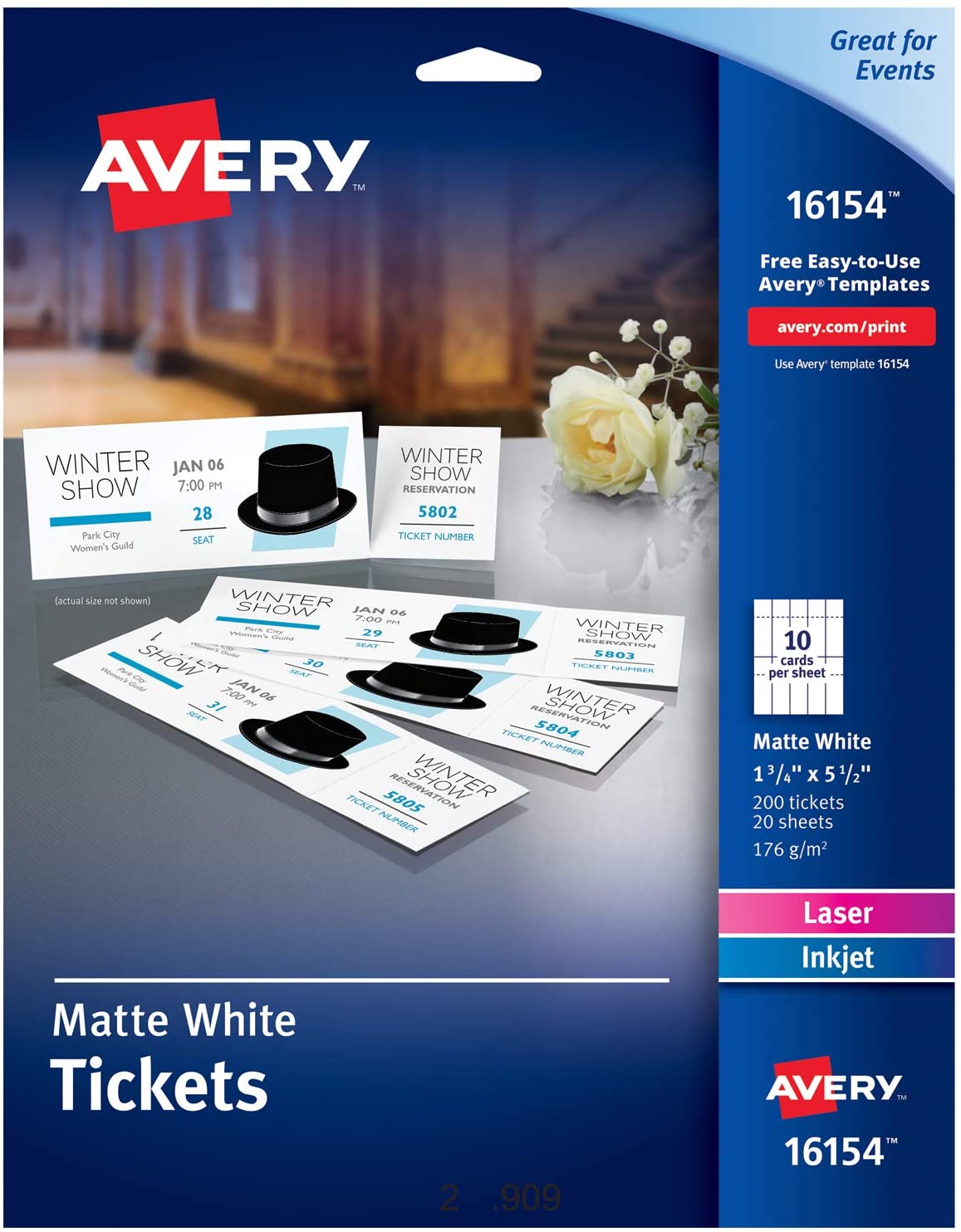 Avery Blank Printable Tickets, Tear-Away Stubs, Perforated Raffle ...