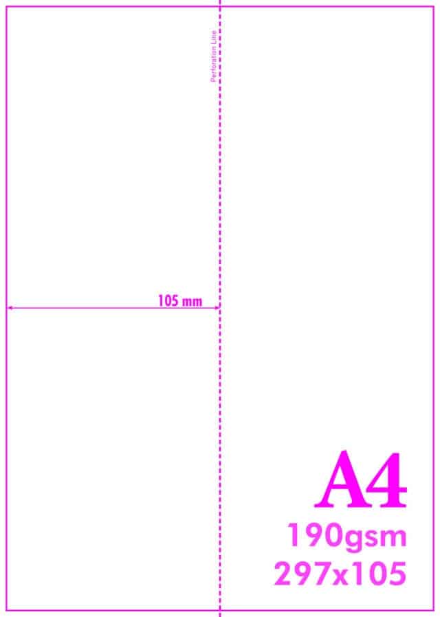 A4 190GSM PERFORATED PAPER - 1 VERTICAL PERFORATION