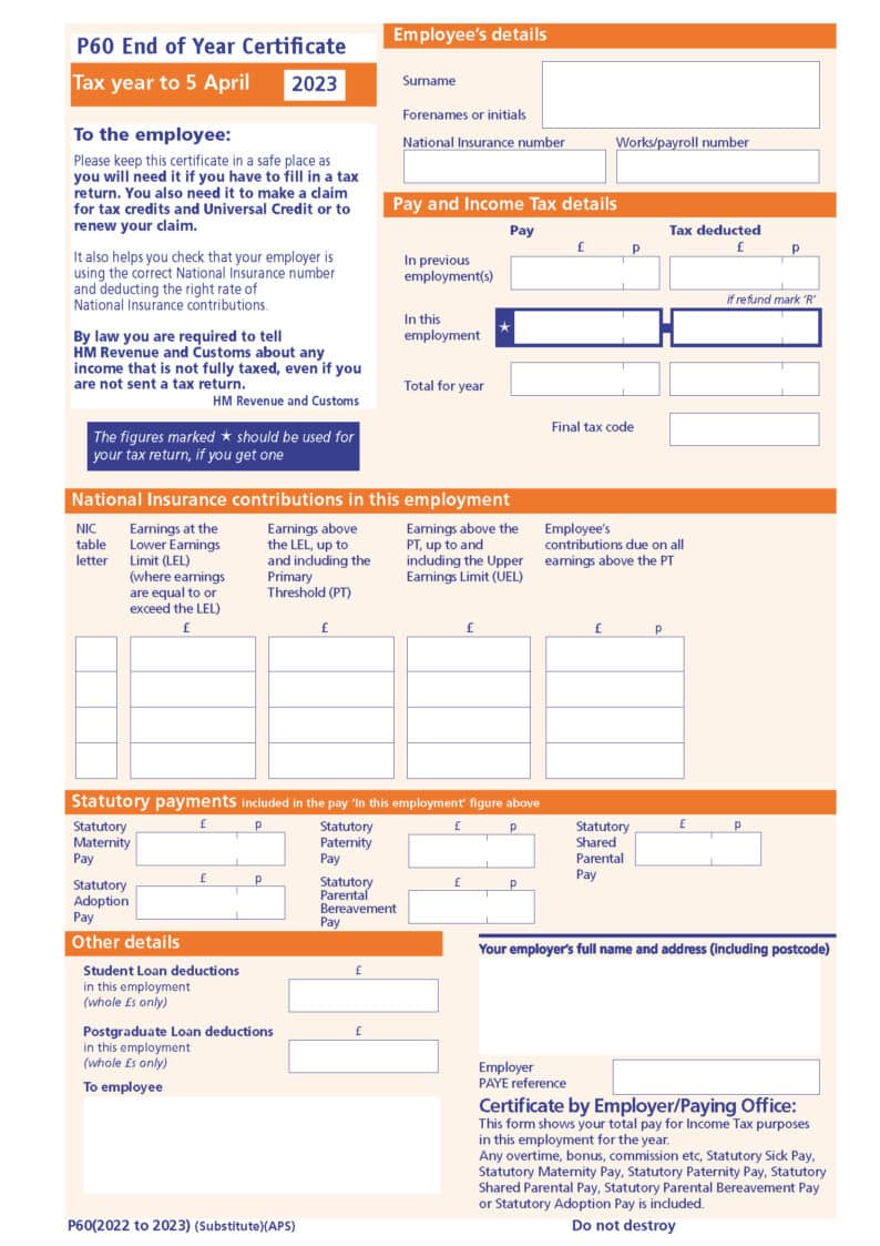 2023 SAGE LASER P60 Forms. Single part portrait