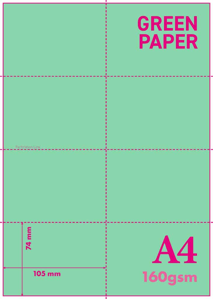 GREEN 160GSM A4 MICRO PERFORATED CARD (8 x A7 CARDS)