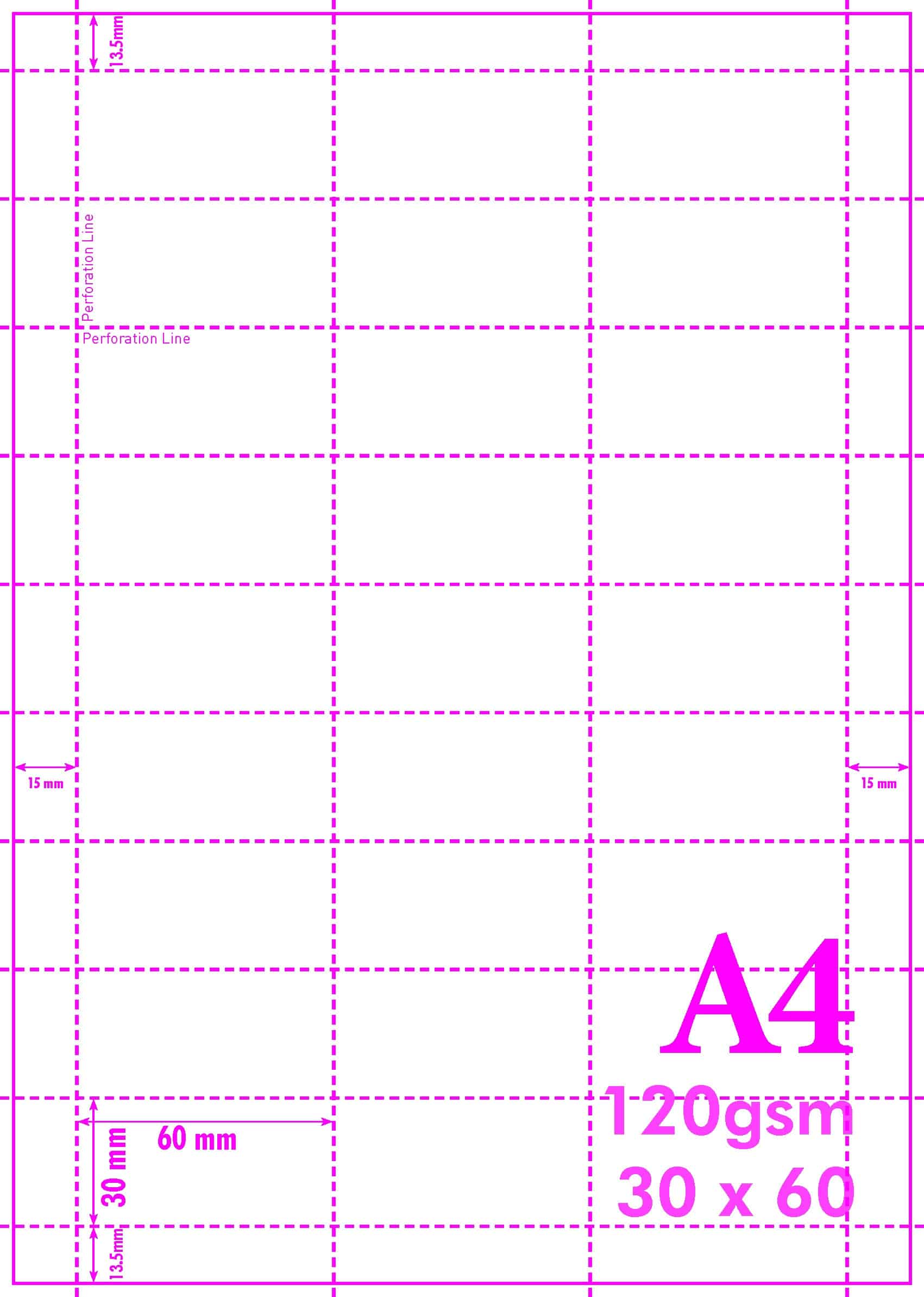A4-120GSM SHELF EDGE LABELS - 27 per sheet - 30mm x 60mm