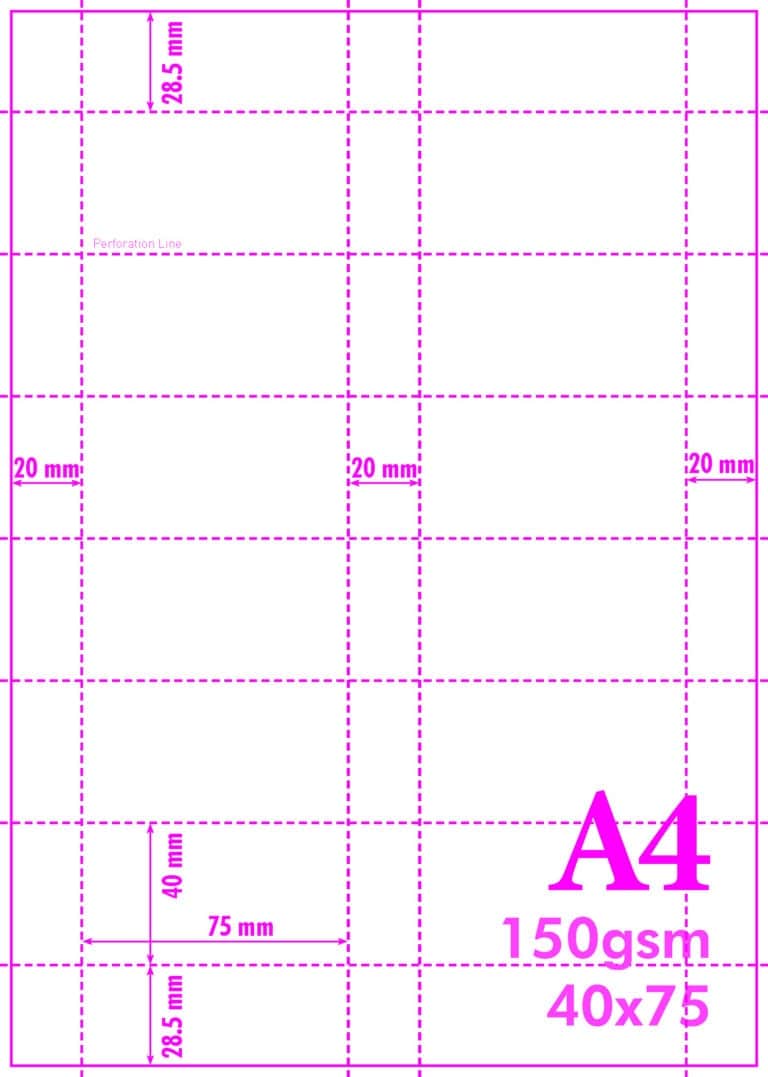 150GSM A4 MICRO PERFORATED CARD (Name Cards) - 40mm x 75mm