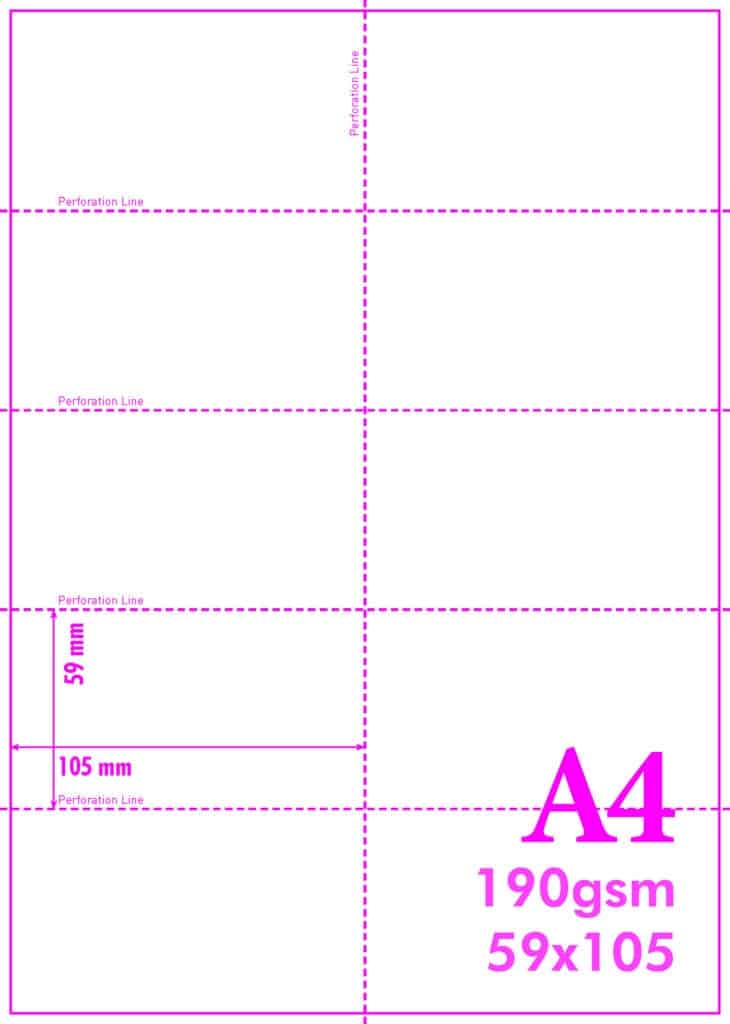 MICRO PERFORATED CARDS 190GSM -10 Cards per A4 Sheet
