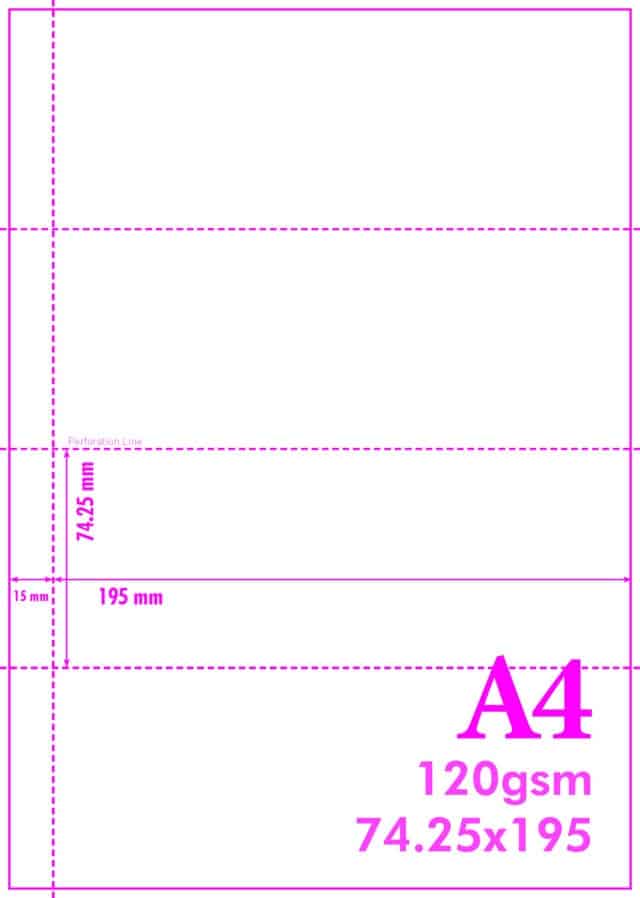 120GSM Micro Perforated A4 Paper - 4 sheets x 1/4 A4 size