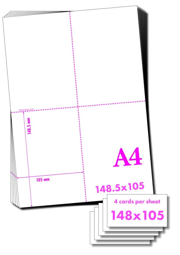 120GSM Micro Perforated A4 Paper - 4 sheets x 1/4 A4 size
