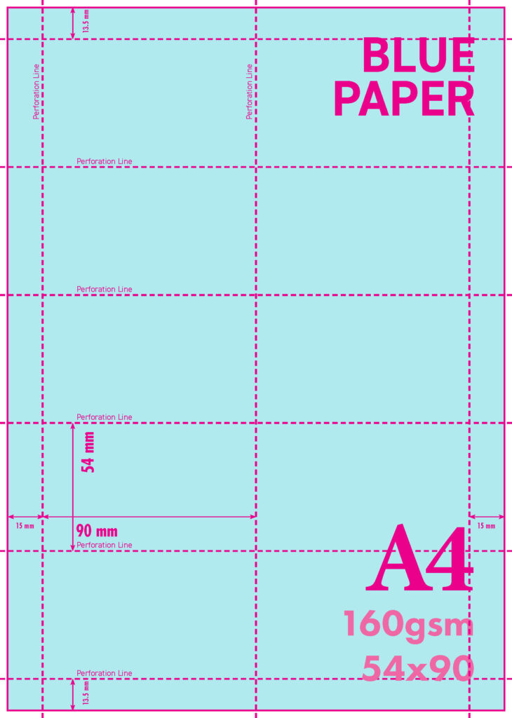 MICRO PERFORATED CARDS - 10 per A4 Sheet - Many other styles