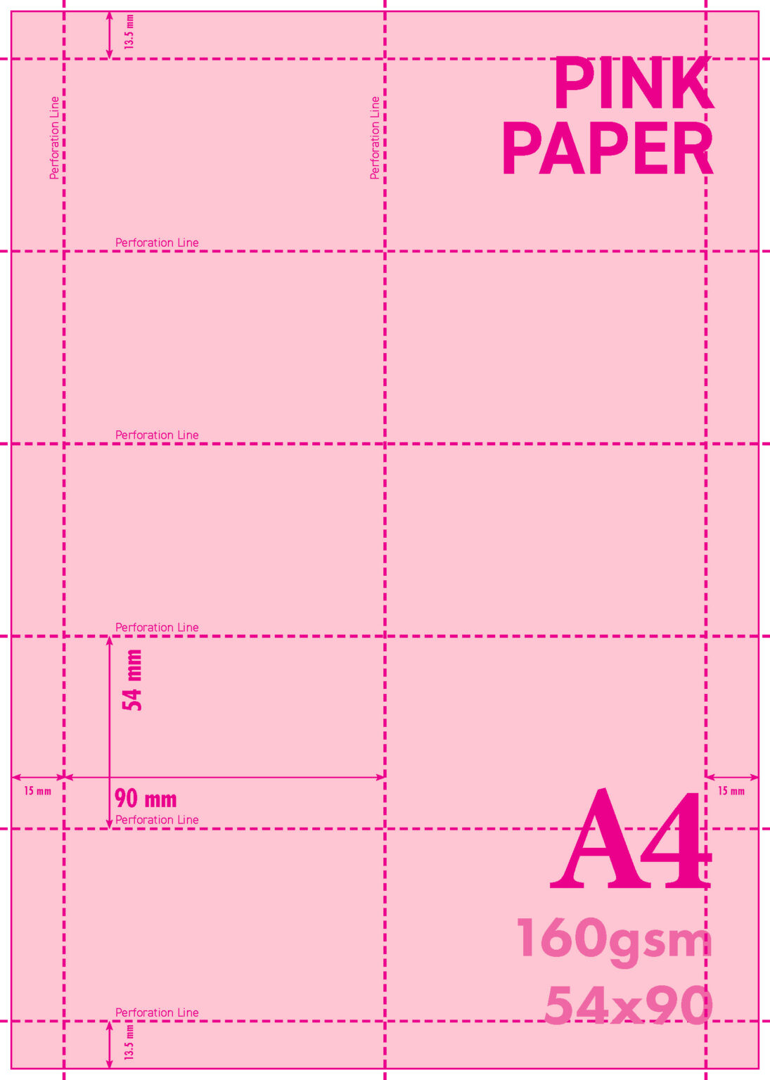 MICRO PERFORATED CARDS - 10 per A4 Sheet - Many other styles