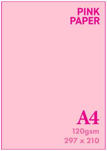 A4-120GSM/PLAINP - 120GSM PINK A4 PAPER - VARIOUS PACK SIZES