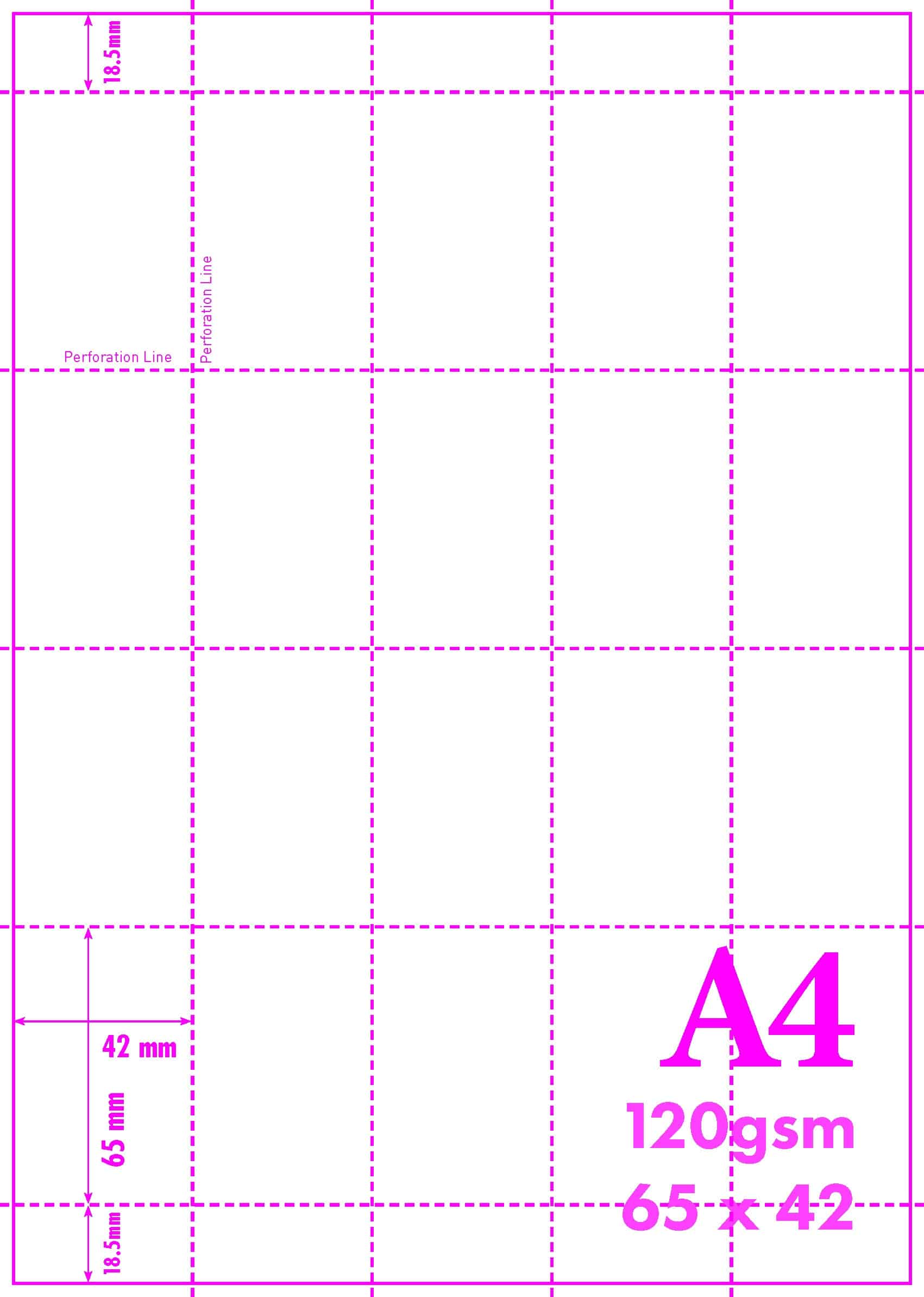 120GSM A4 MICRO PERFORATED CARD - 65mm x 42mm