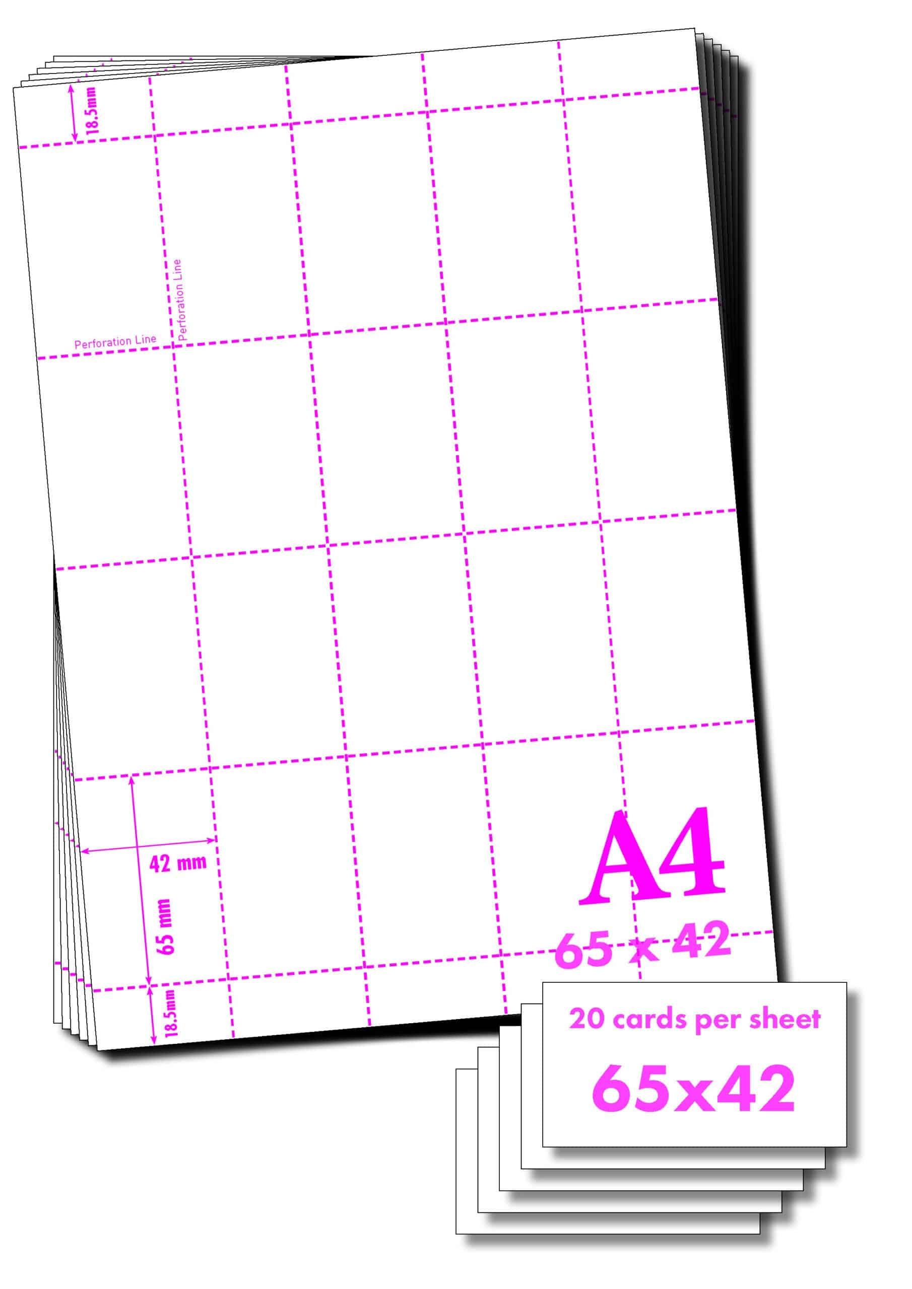 120GSM A4 MICRO PERFORATED CARD - 65mm x 42mm