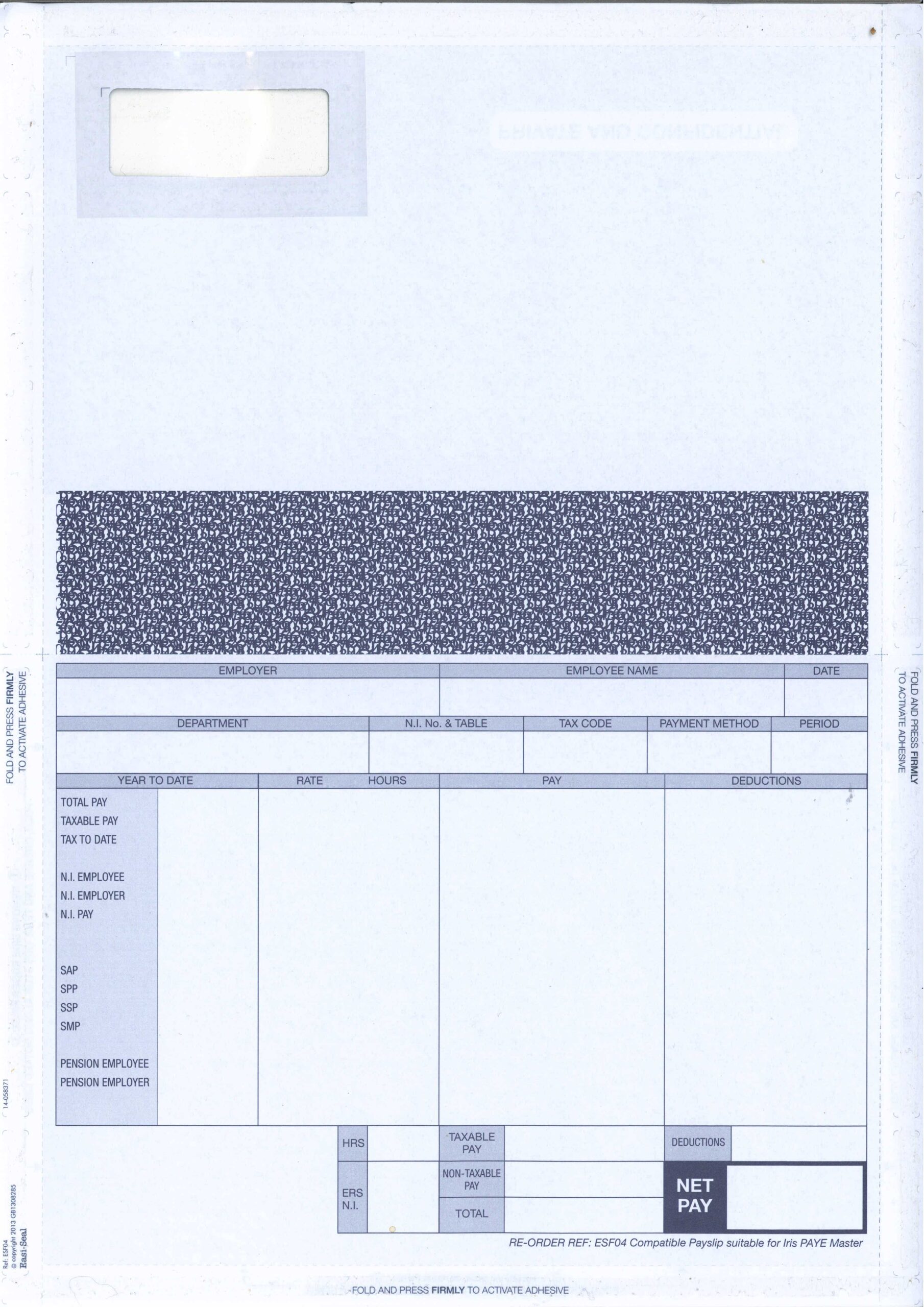 IRIS SELF SEAL PAYSLIPS - Choice of three types.
